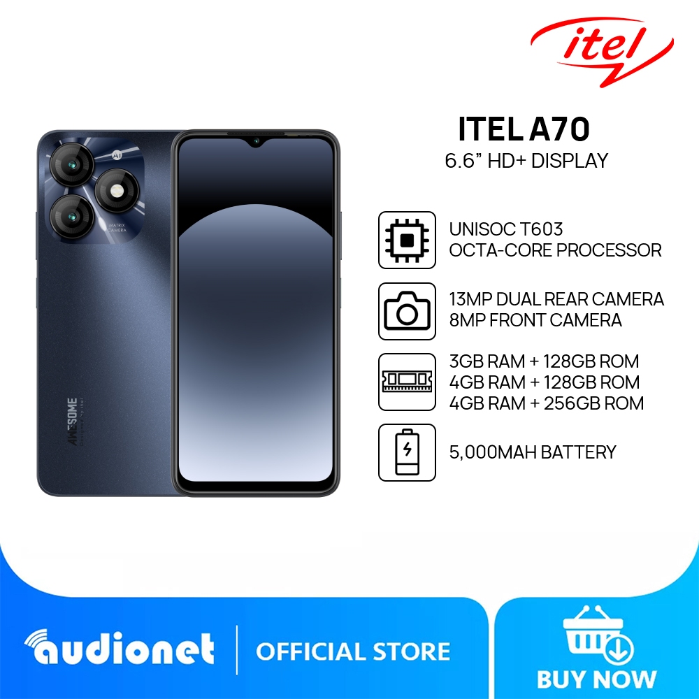Itel A70 Smartphone | 3GB/4GB+128GB/256GB | Octa-Core | 6.6” HD+ ...