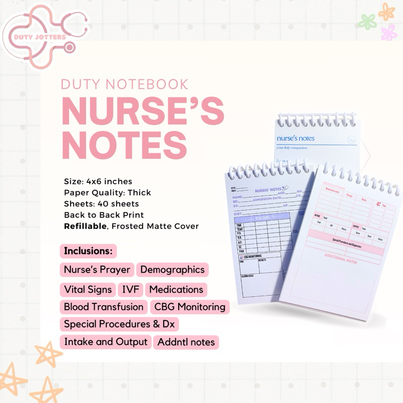 Nurse's Notes [A6 Size] | Duty Notebook for nursing students | Shopee ...