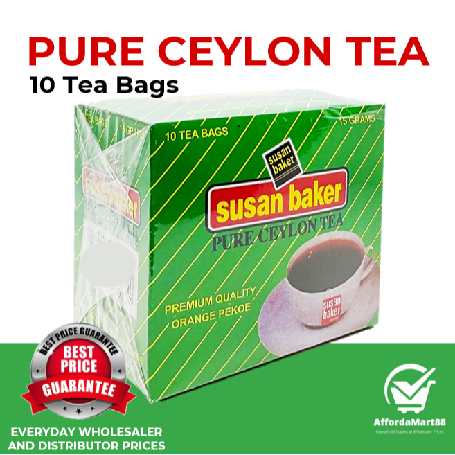 10s Susan Baker Ceylon Black Tea Bags Pure Orange Pekoe Premium Quality ...