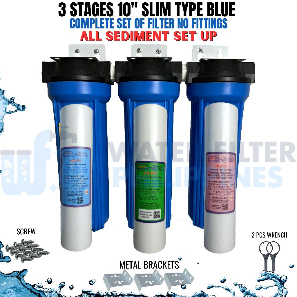 Water Filter 3 Stages 10" Slim Type Complete Set up No fittings ...