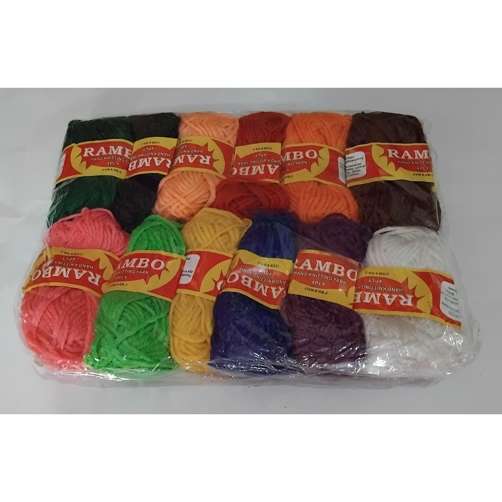 Rambo hand knitting yarn (12colors assorted) | Shopee Philippines