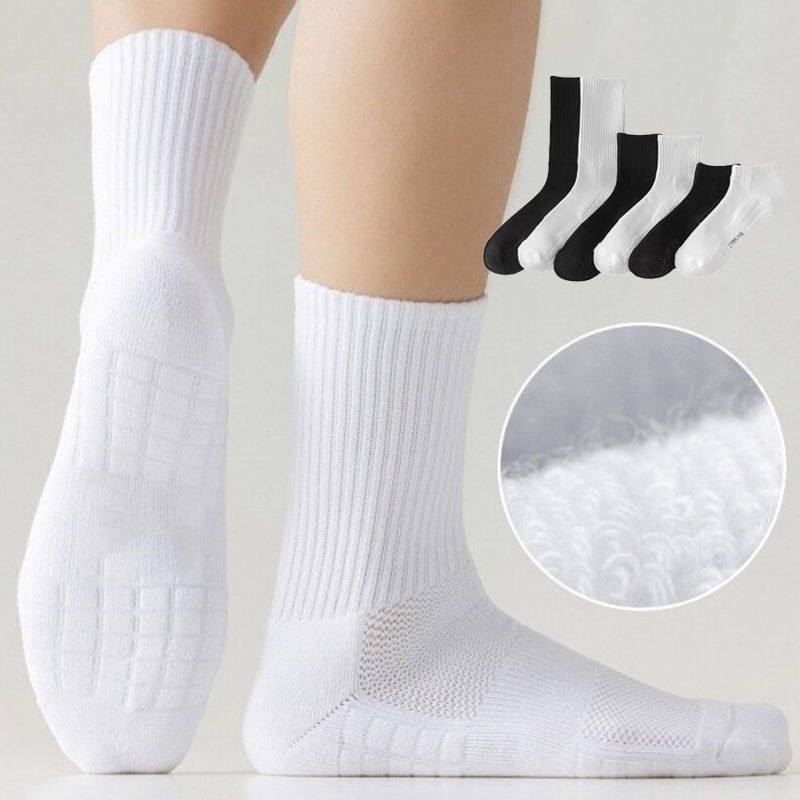 Towel Bottom Sock Anti-slip Bottom Sports Basketball Socks Cotton Solid ...
