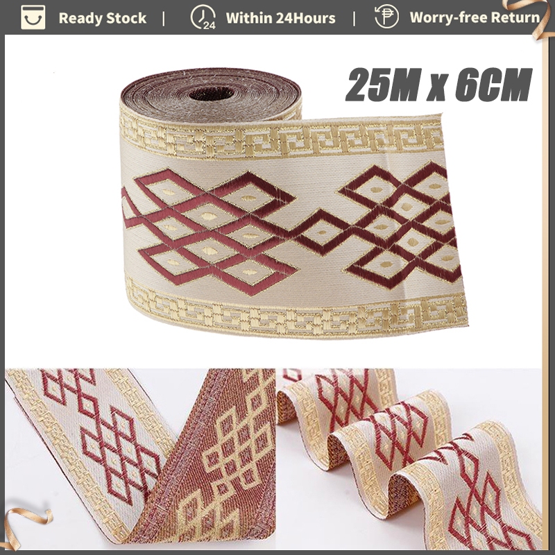 Geometry Ethnic Embroidery Ribbon 25M Fabric Jacquard Ribbon Ethnic ...