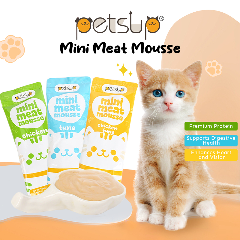 Petsup Cat Kitten Mini Meat Mousse 6Pcs/Pack Multivitamins Fish Oil Probiotic Cat Wet Food ...