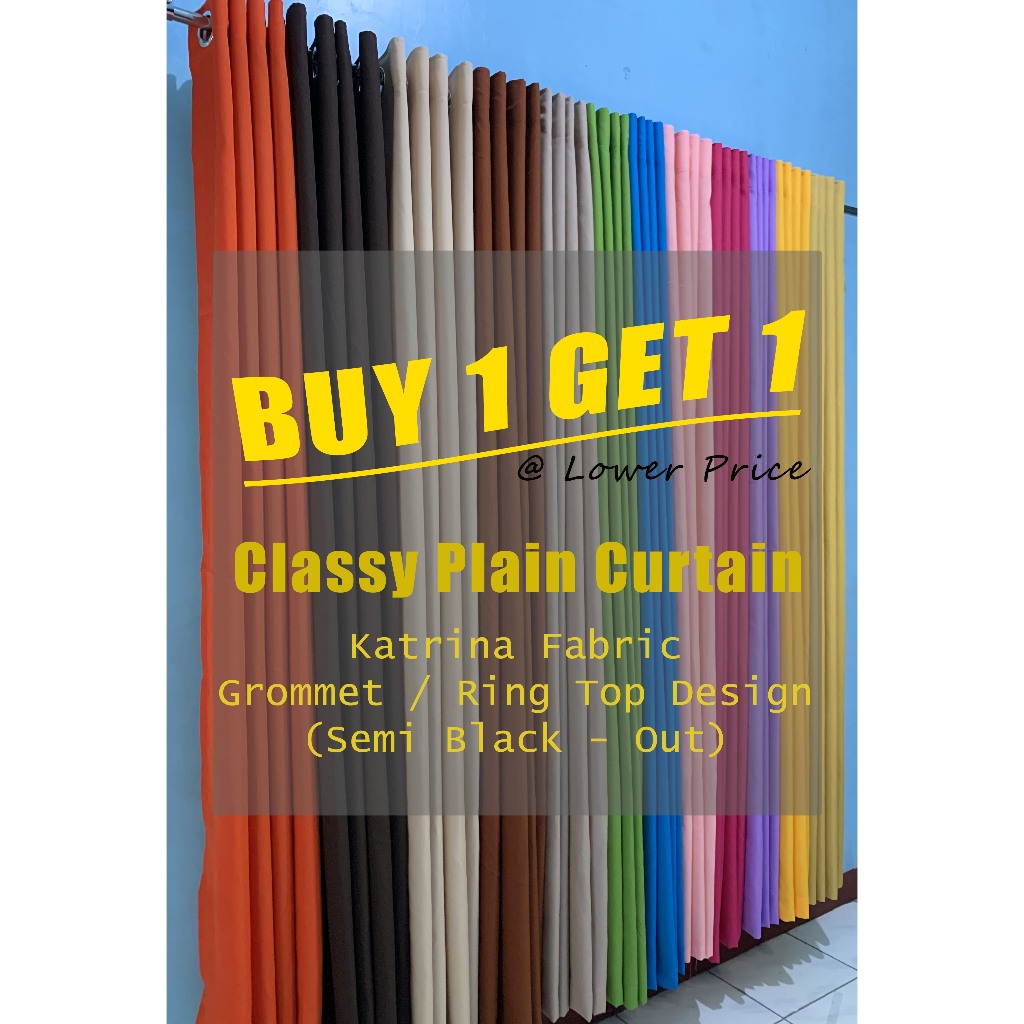 Curtain 6FT BUY 1 TAKE 1 Classy Plain Ring Curtain (Semi Black Out ...