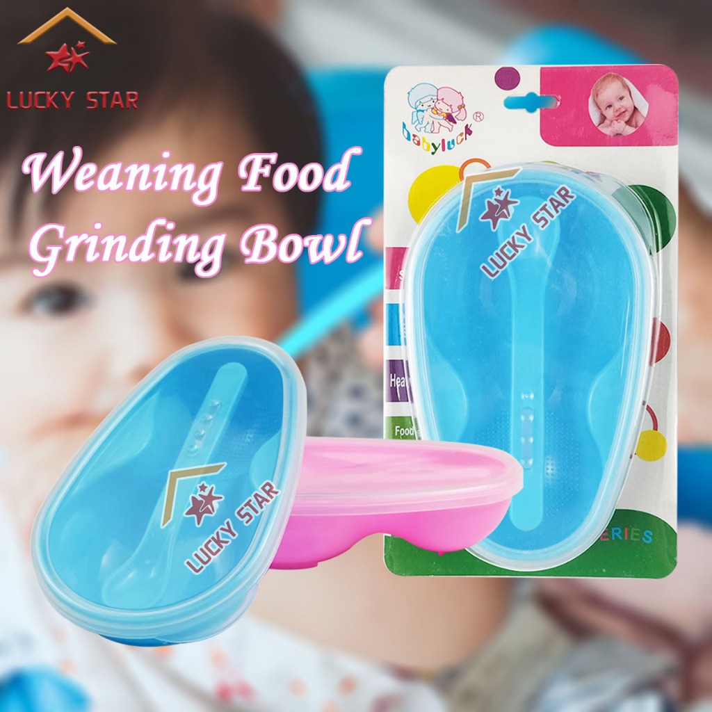 Weaning Food Grinding Bowl Set Babies Food Bowl With Lid And Spoon Set ...
