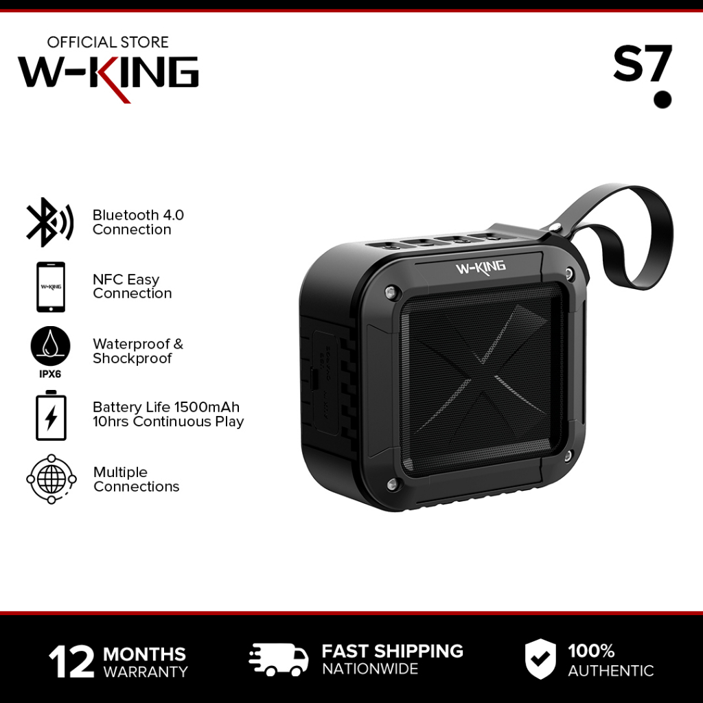 W-King Portable Bluetooth Speaker S7 Waterproof Wireless Music Subwoofe ...