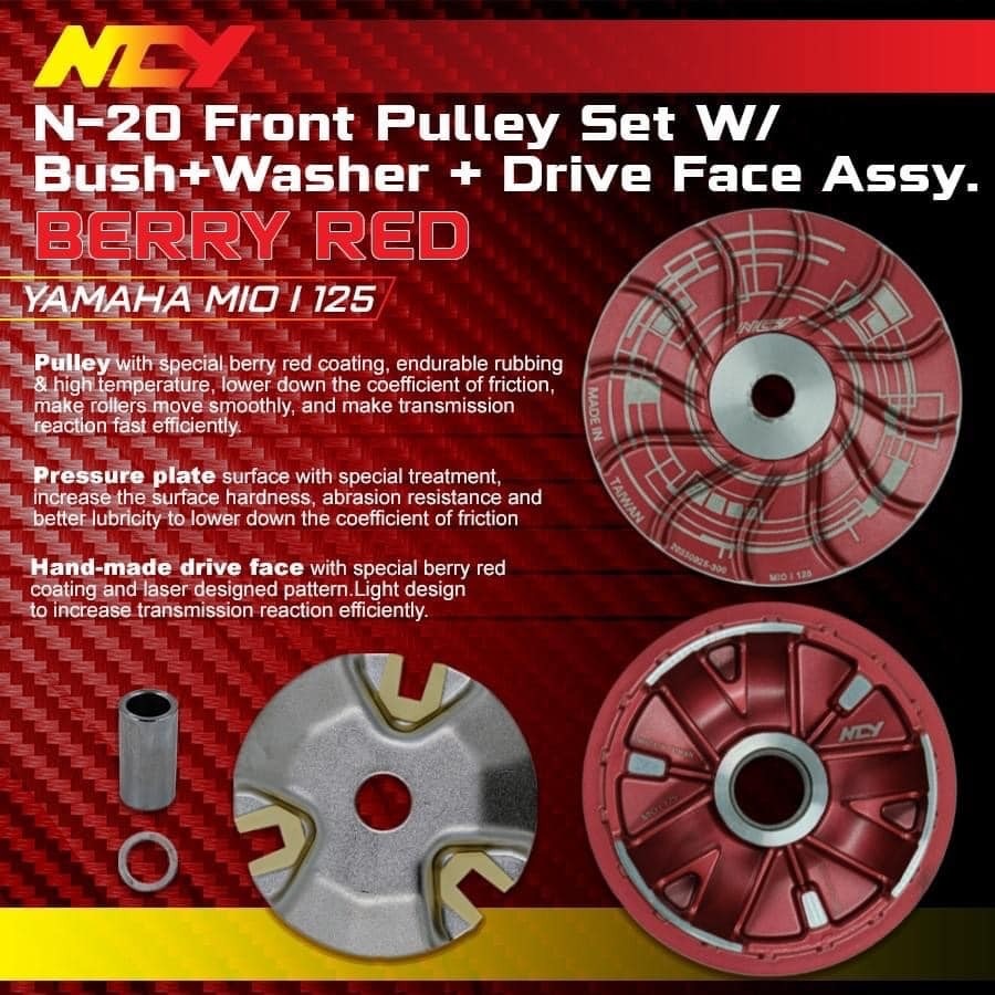 NCY N-20 PULLEY SET W/ BUSH+WASHER+DRIVE FACE ASSY BERRY RED FOR ...
