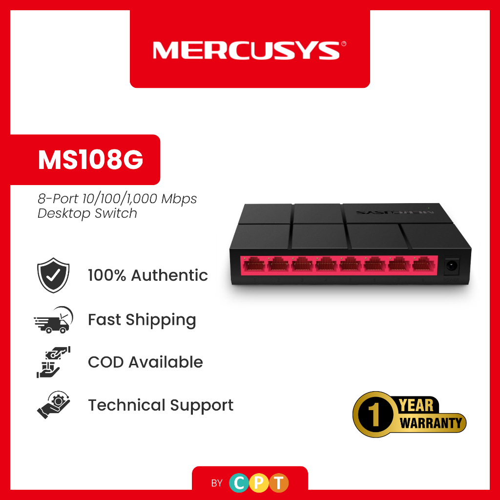 Mercusys | MS108G | 8-Port | 10/100/1000 Mbps | Desktop | Network ...