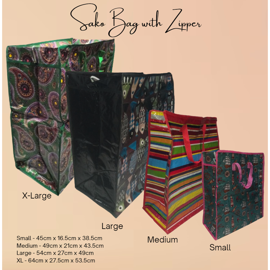 BIG SAKO bag with Zipper Makapal Storage Bag Ecobag Travel Bag | Shopee ...