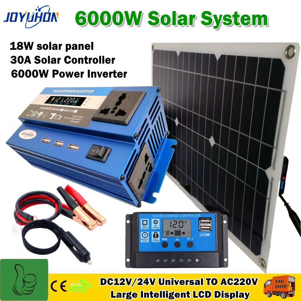JOYUHON solar system 6000W solar power inverter 12/24V to 220V 18W ...