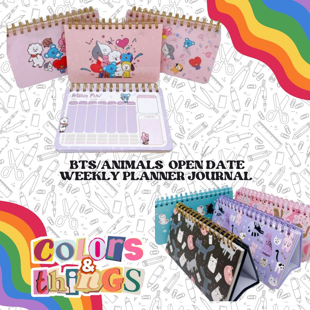 BTS & Cats Open Date Weekly Planner Journal Grid Notes Dates Planner ...