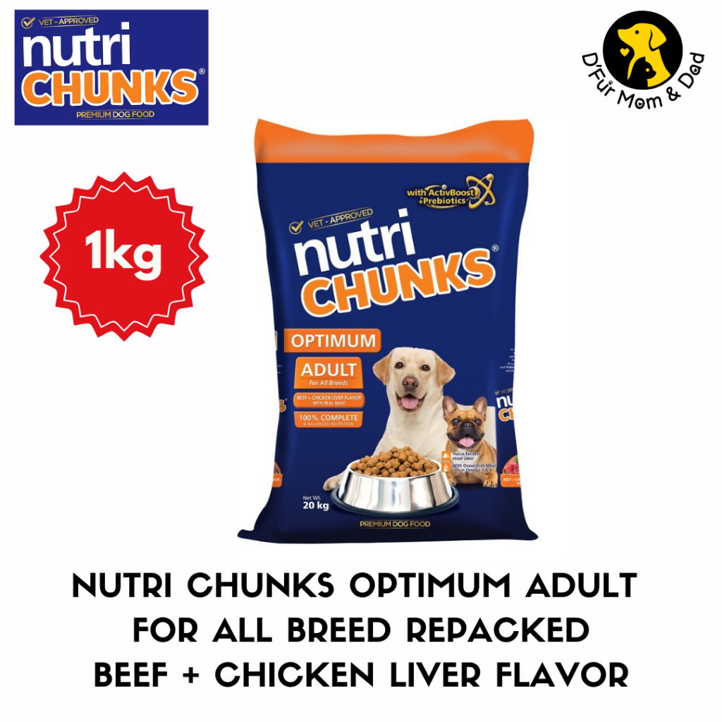 Nutri Chunks Optimum Adult Beef + Chicken Liver 1Kg Repacked | Shopee ...