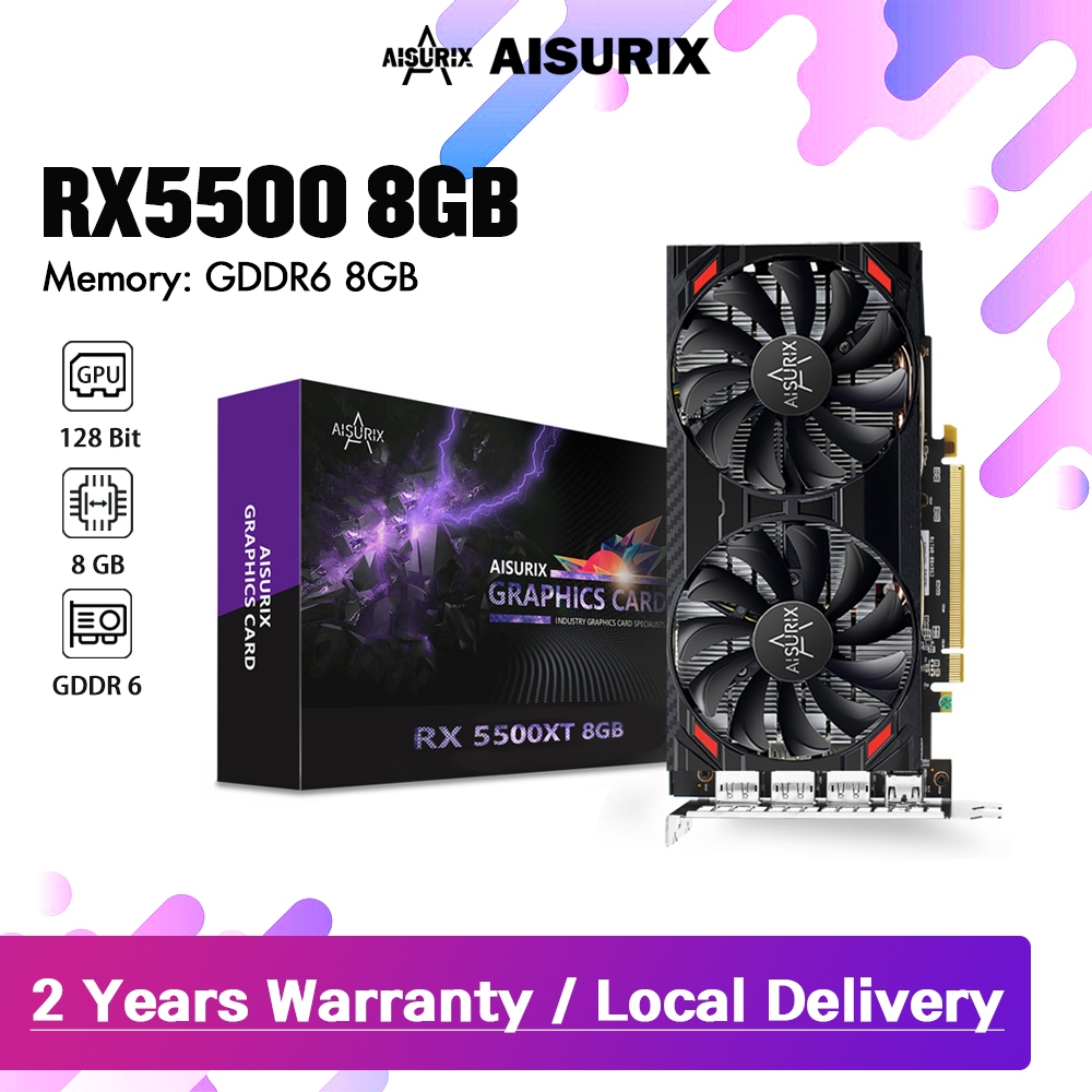 AISURIX Graphics Card RX 5500XT 8GB GDDR6 AMD 128bit Video Card For PC ...