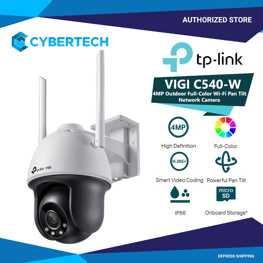 Tp-Link VIGI C540-W (4mm) VIGI 4MP Outdoor Full-Colour Wi-Fi Pan Tilt ...