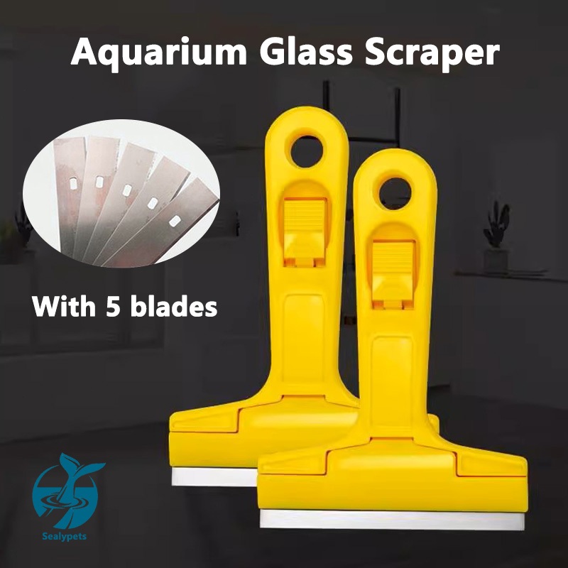 Aquarium glass scraper Mini algae scrapper with extra replacement metal ...