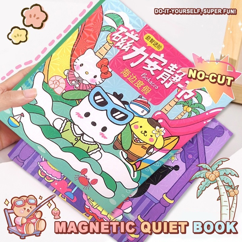 Cartoon Magnetic Kuromi Paper Doll House Sanrio Quiet Book Dres Up ...