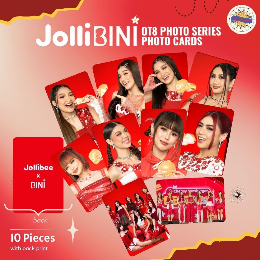 10 pcs BINI 0T8 Jollibee x Bini Unofficial photocards jollibini photo card blooms mikha maloi ...