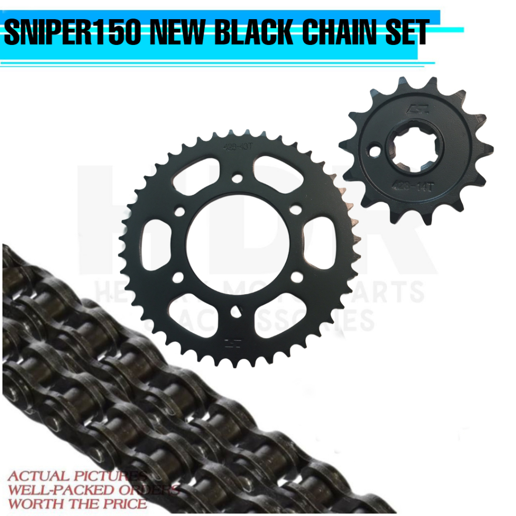 HDR Black Chain And Sprocket Set For Yamaha SNIPER150 NEW 14T/43T 428H ...