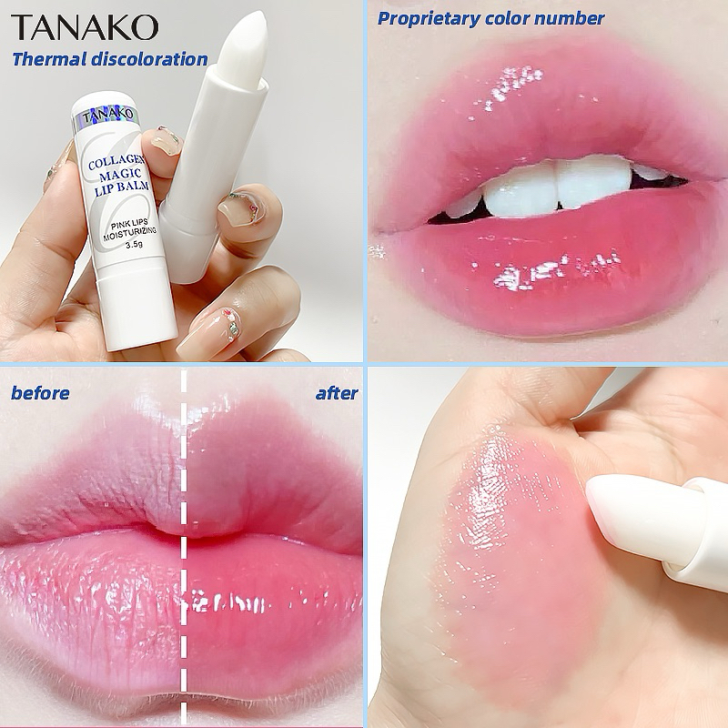 J&r TANAKO 12pcs 3in1 Collagen Lip Balm Moisturizing Lip Makeup (Per ...