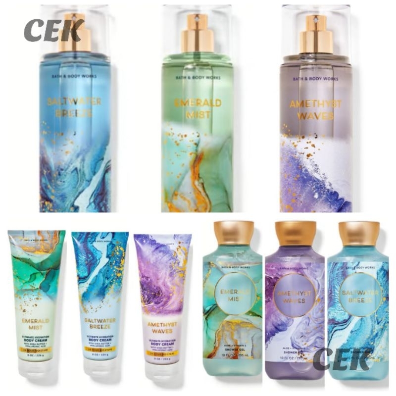 AMETHYST WAVE, EMERALD MIST & SALTWATER BREEZE MIST, SHOWERGEL ...