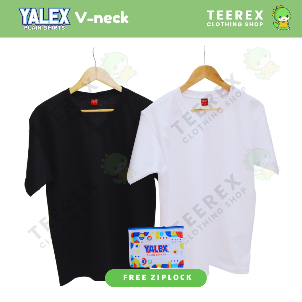 YALEX PLAIN SHIRT (RED LABEL) V-NECK WHITE BLACK (BEST SELLER/LOWEST ...