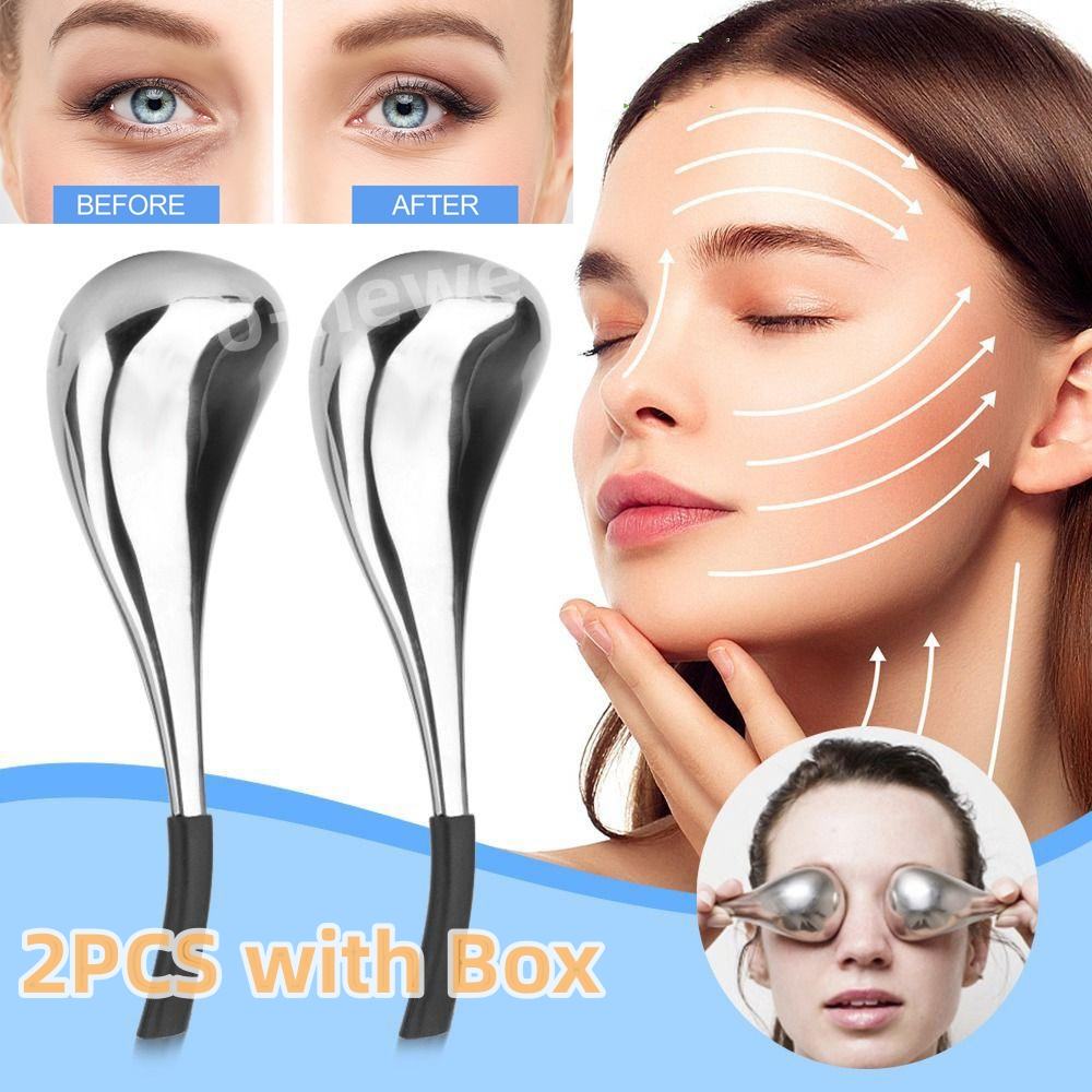 2PCS Cryo Sticks Ice Globes Luxury Freeze Steel Ergonomics Face Roller ...