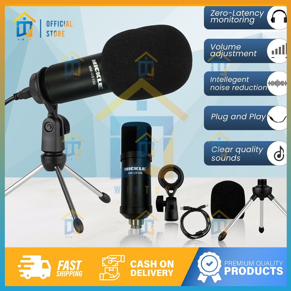 Wintop】MM-US100 Professional USB Studio Microphone (Black) USB ...