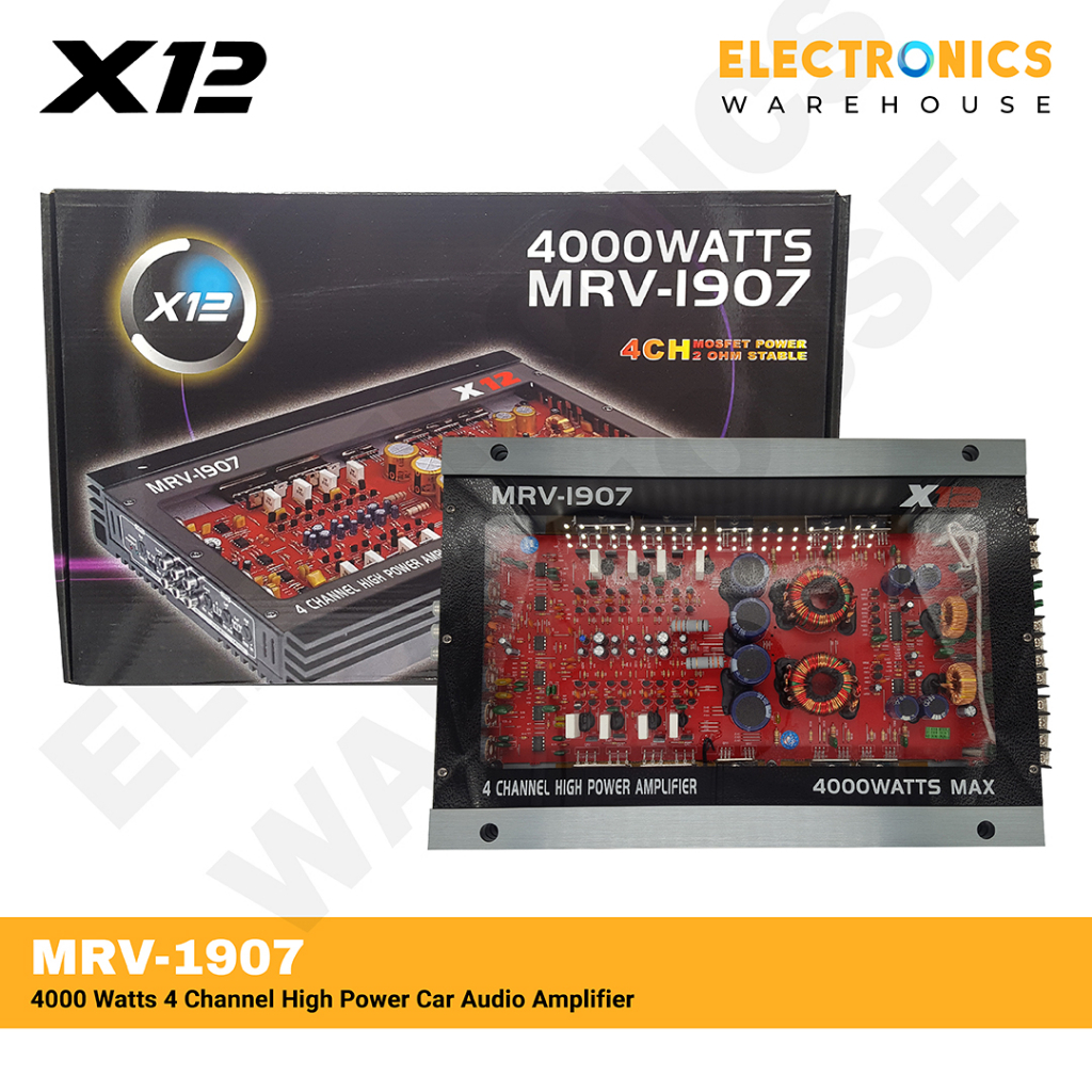 X12 MRV-1907 4000 Watts 4 Channel High Power Car Audio Amplifier ...