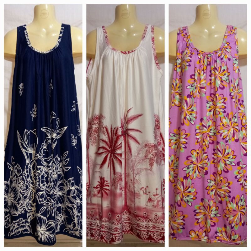 Printed Sleeveless Sando Duster Dress Pambahay Pantulog Sleeveless ...