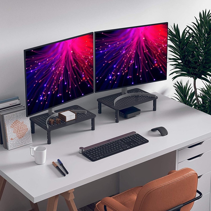 3 Height Display Overhead Laptop Stand Monitor Stand Riser Black ...