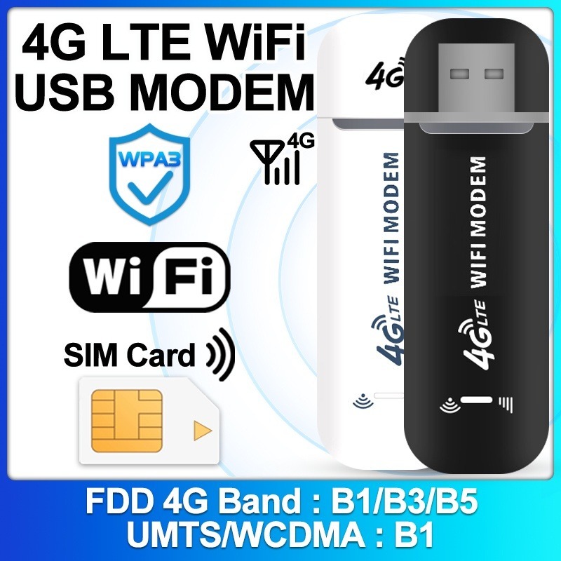 Jebo Wireless LTE WiFi Router 4G SIM Card 150Mbps USB Modem WiFi Dongle ...