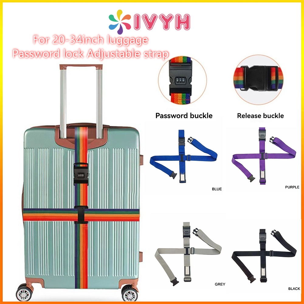(2 Lock)Universal Customs Password Lock Luggage Cross Straps Lock ...