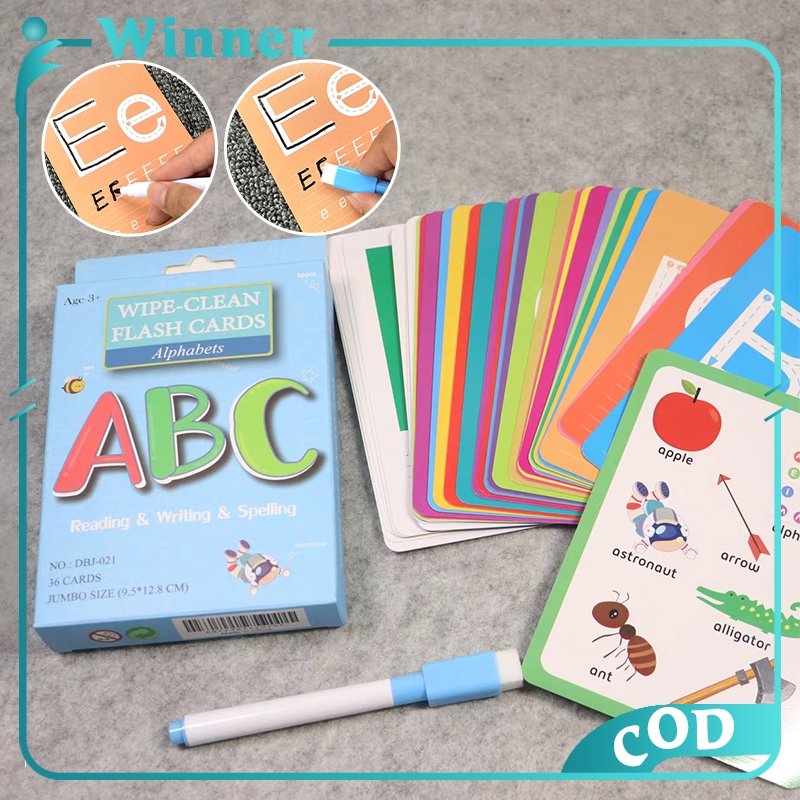 Toddler Alphabet Tracing Card 36PCS Rewritable Double-sided Childhood ...