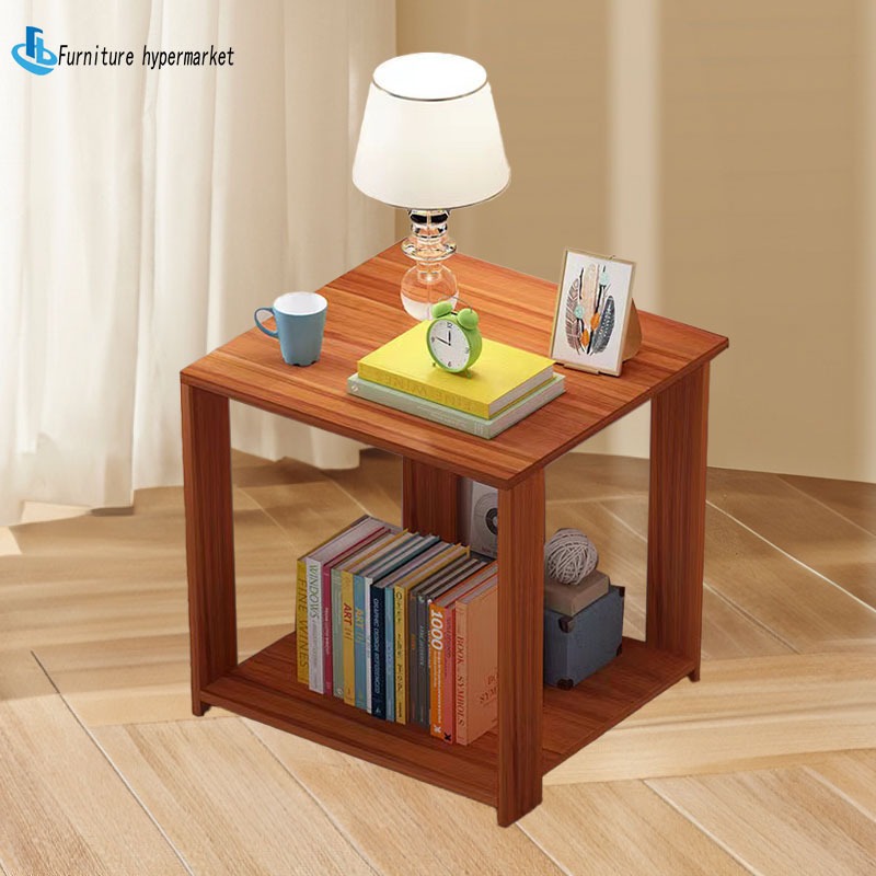 Wooden small square table simple Desk Shelves Sofa Side Table Coffee ...