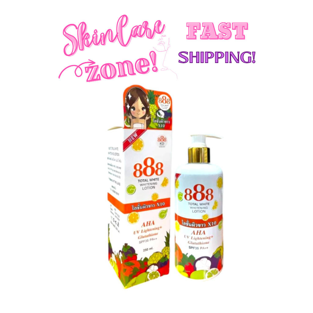 888 Total White Whitening Lotion AHA UV Lightening + Glutathione SPF35 ...