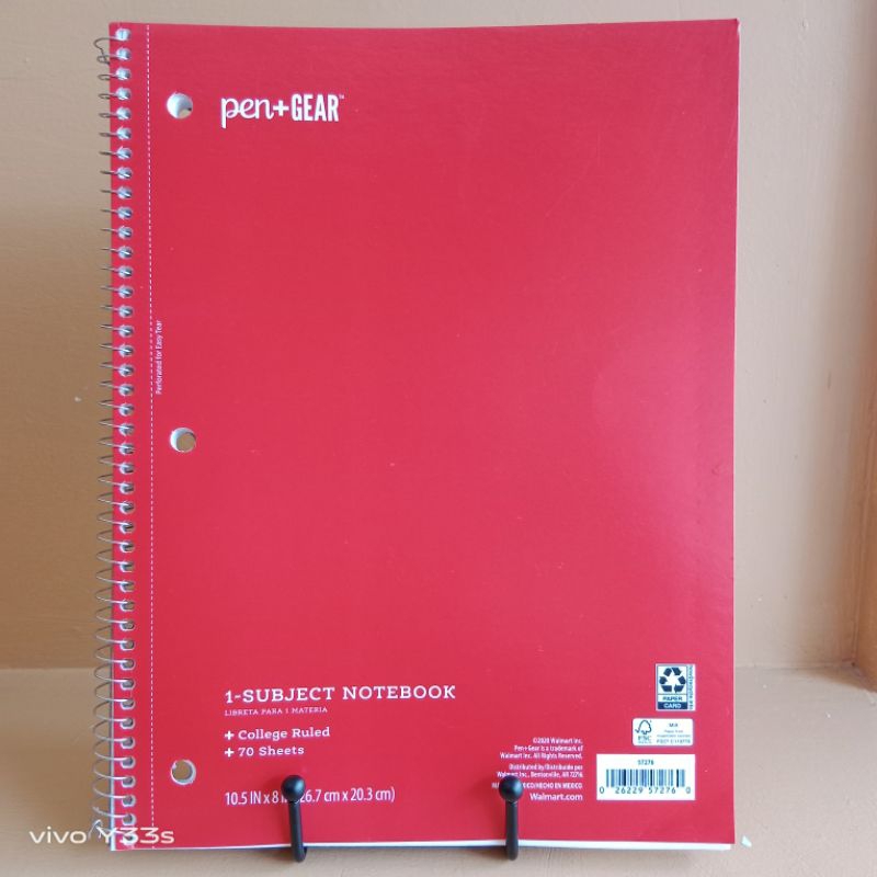 pen + Gear 1- Subject Notebook, College Ruled, 70 Sheets | Shopee ...