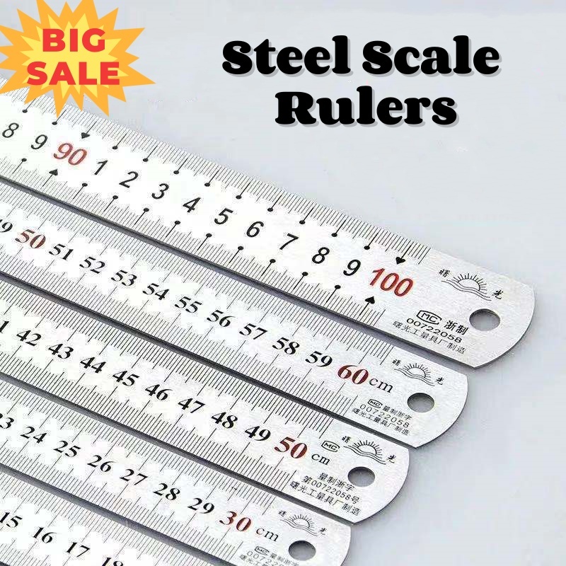 Metal Ruler Aluminum Ruler 30cm 60 cm Ruler Stainless Steel Scale Rulers Stationary School ...
