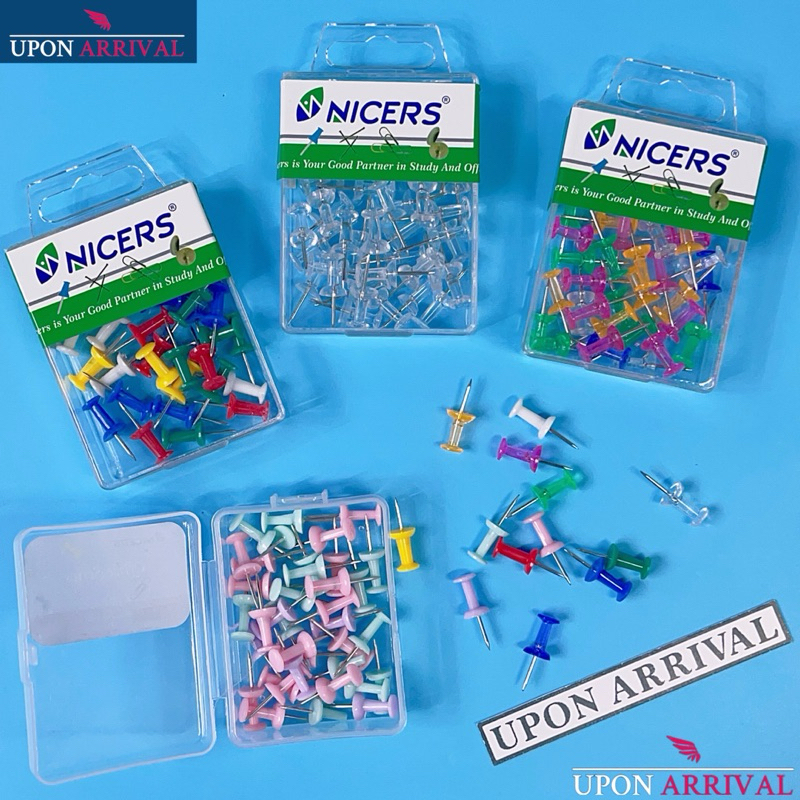 40pcs Push Pin With Box Reusable Plastic Head Flat Thumb Tacks Paper ...