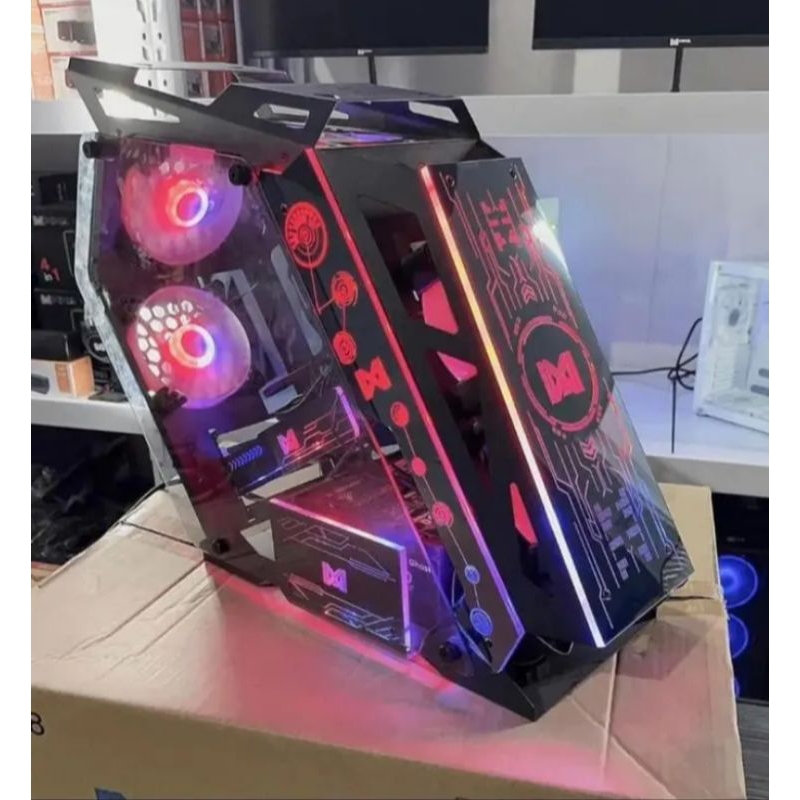 Pc Case Mma k88 tempered glass gaming case Black /White with 6rgb fans ...