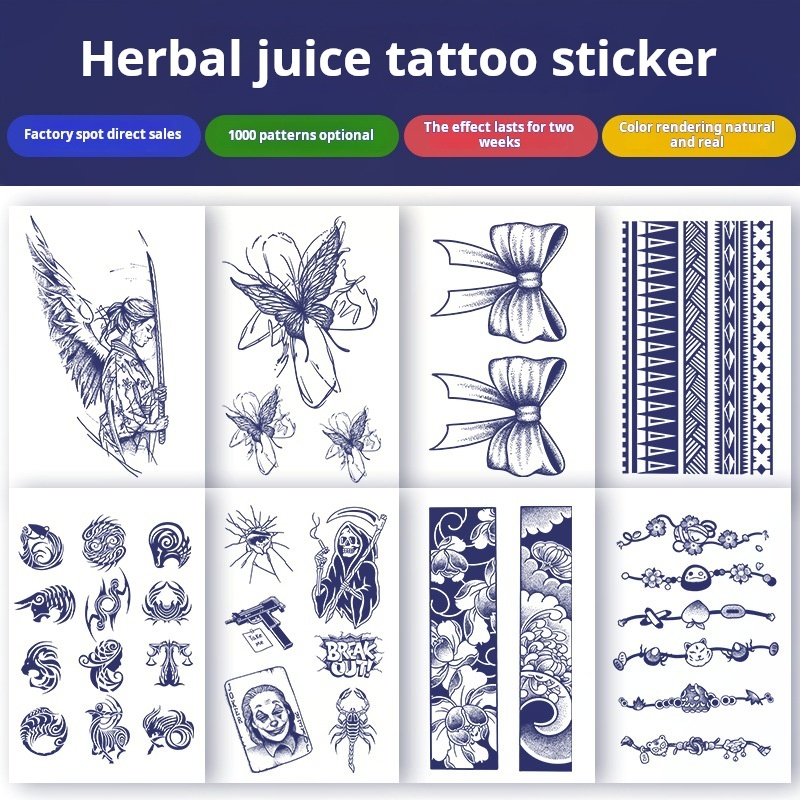 Herbal tattoo stickers Plant semi-permanent waterproof tattoo juice ...
