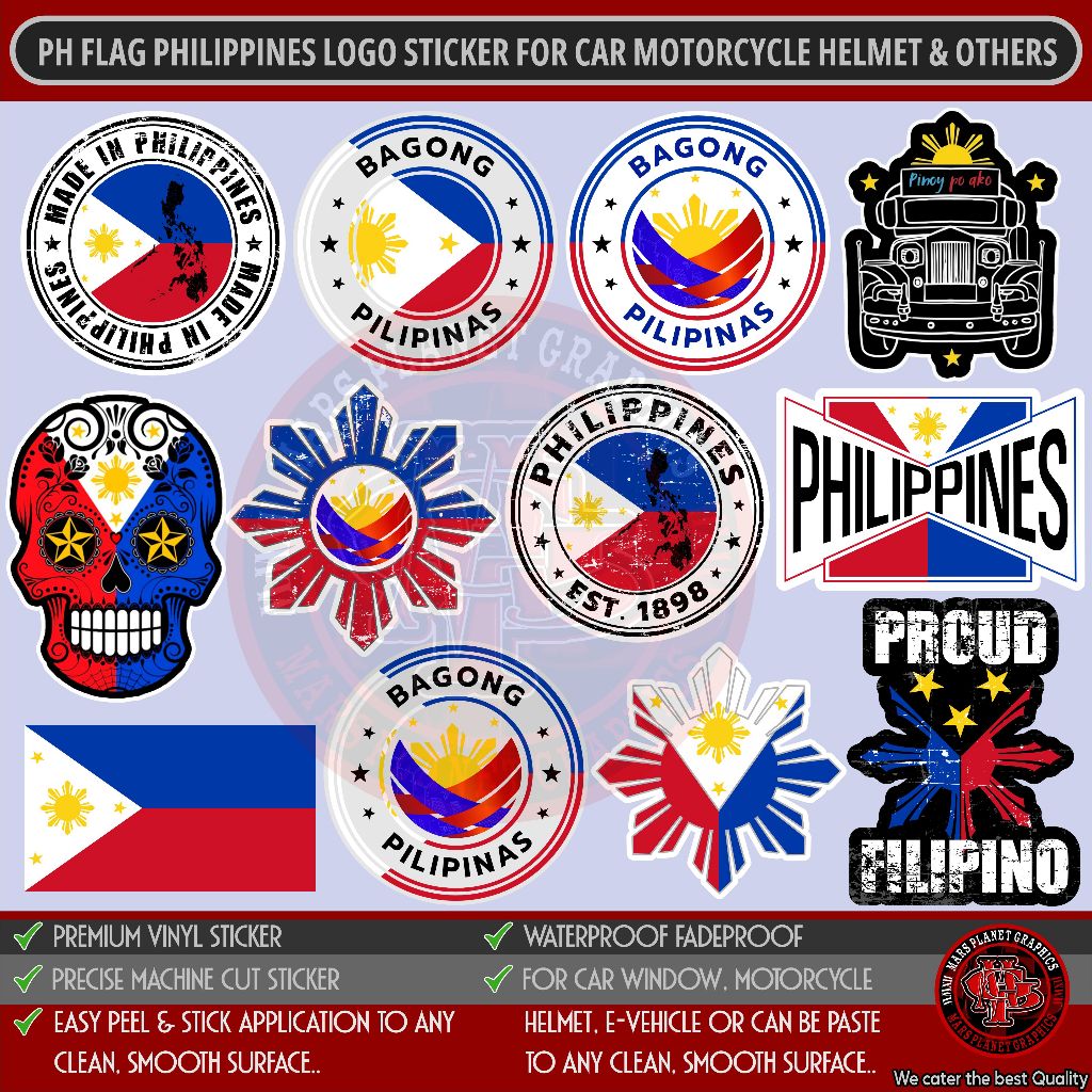 PH Flag Philippines Logo Waterproof Vinyl Sticker for Motorcycle Car ...