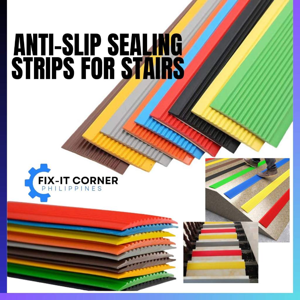 Stairs Anti-Slip Strips 3 Meter Long PVC Rubber Strips Adhesive Stair ...