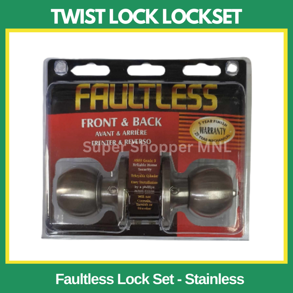 Faultless Twist Lock Door Knob Lock Set | Shopee Philippines