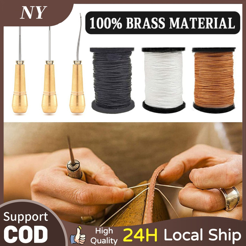 DIY Sewing Kit Leather Sewing Awl Needle With Copper Handle Set Leather ...