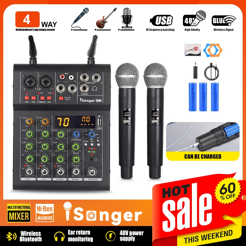 Professional Mini Audio 6 Channel USB MP3 Computer Mixer, Wireless ...