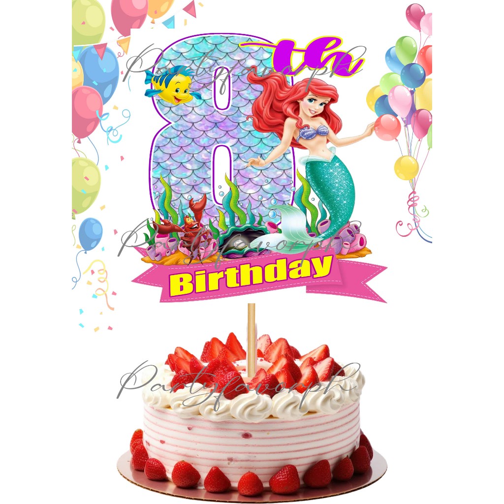 MERMAID/ ARIEL NUMBER CAKE TOPPER for cake decoration/partyfavorph ...
