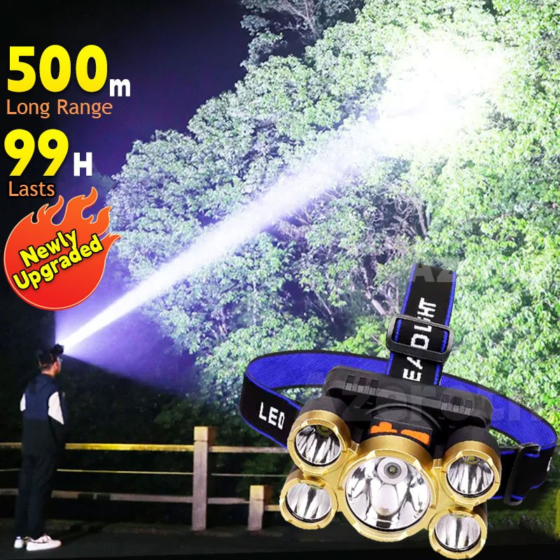 Headlight Flashlight Rechargeable Waterproof Headlamp Usb Mini Camping ...