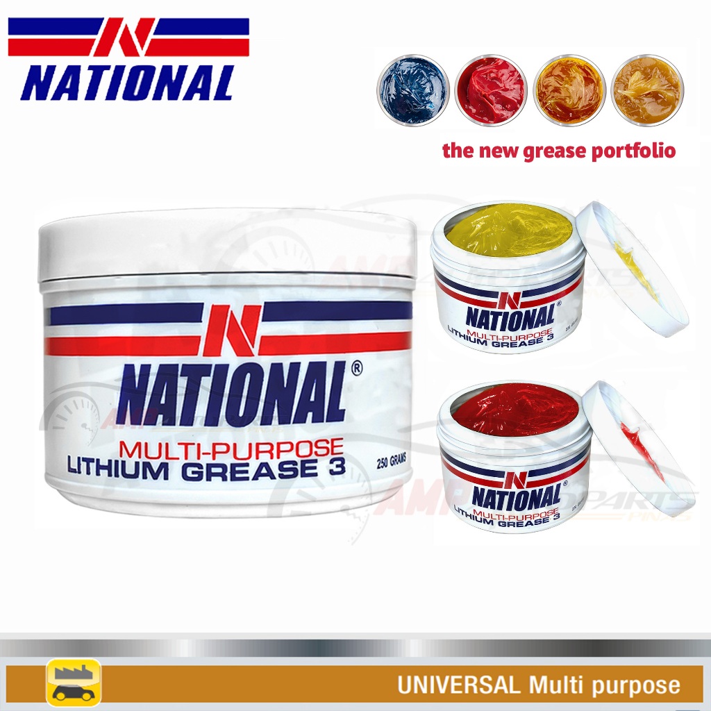 NATIONAL MULTI PURPOSE LITHIUM GREASE (250grams) YELLOW, RED, STICKY ...