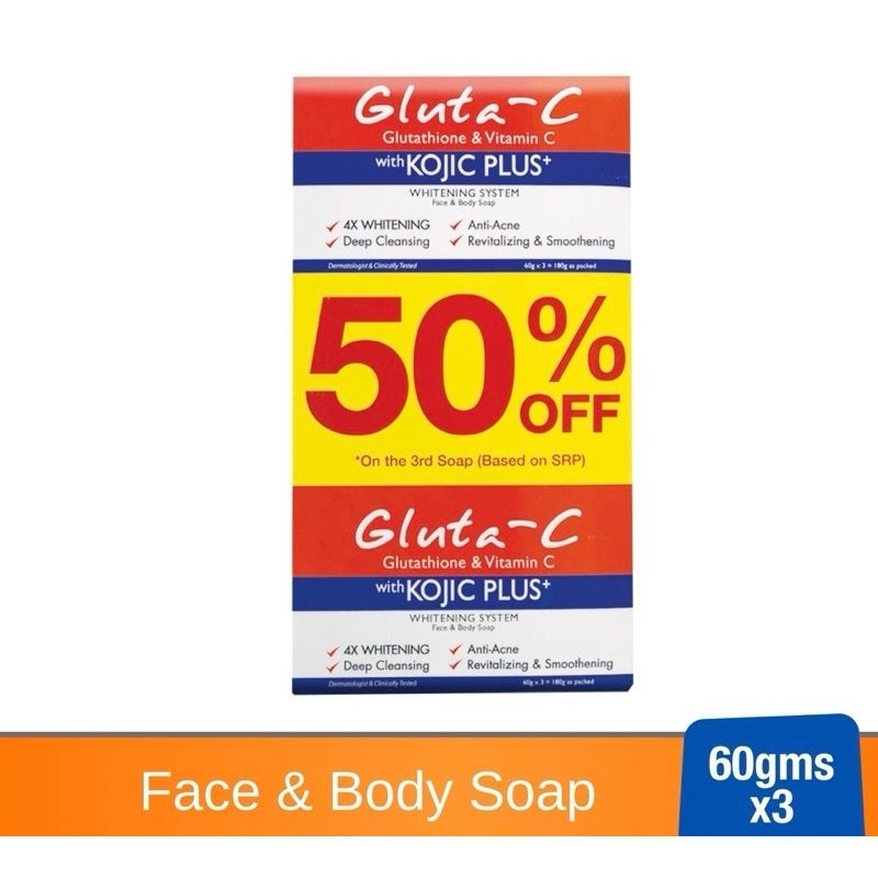 Gluta-C with Kojic plus+ Face and Body Soap 60g×3 | Shopee Philippines